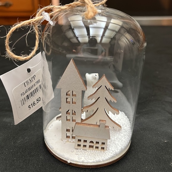 Arty | Holiday | Glass Holiday Globe With Polar Bear Wooden Houses And ...